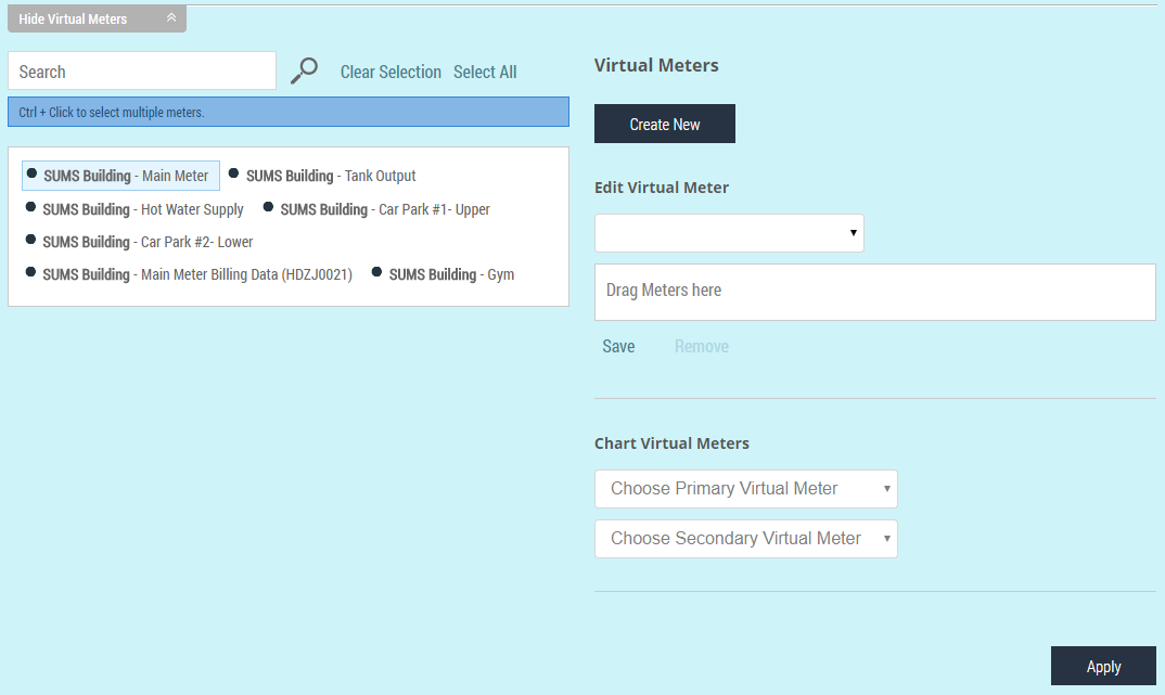 Advanced Features - Combined and Virtual Meters - SUMS